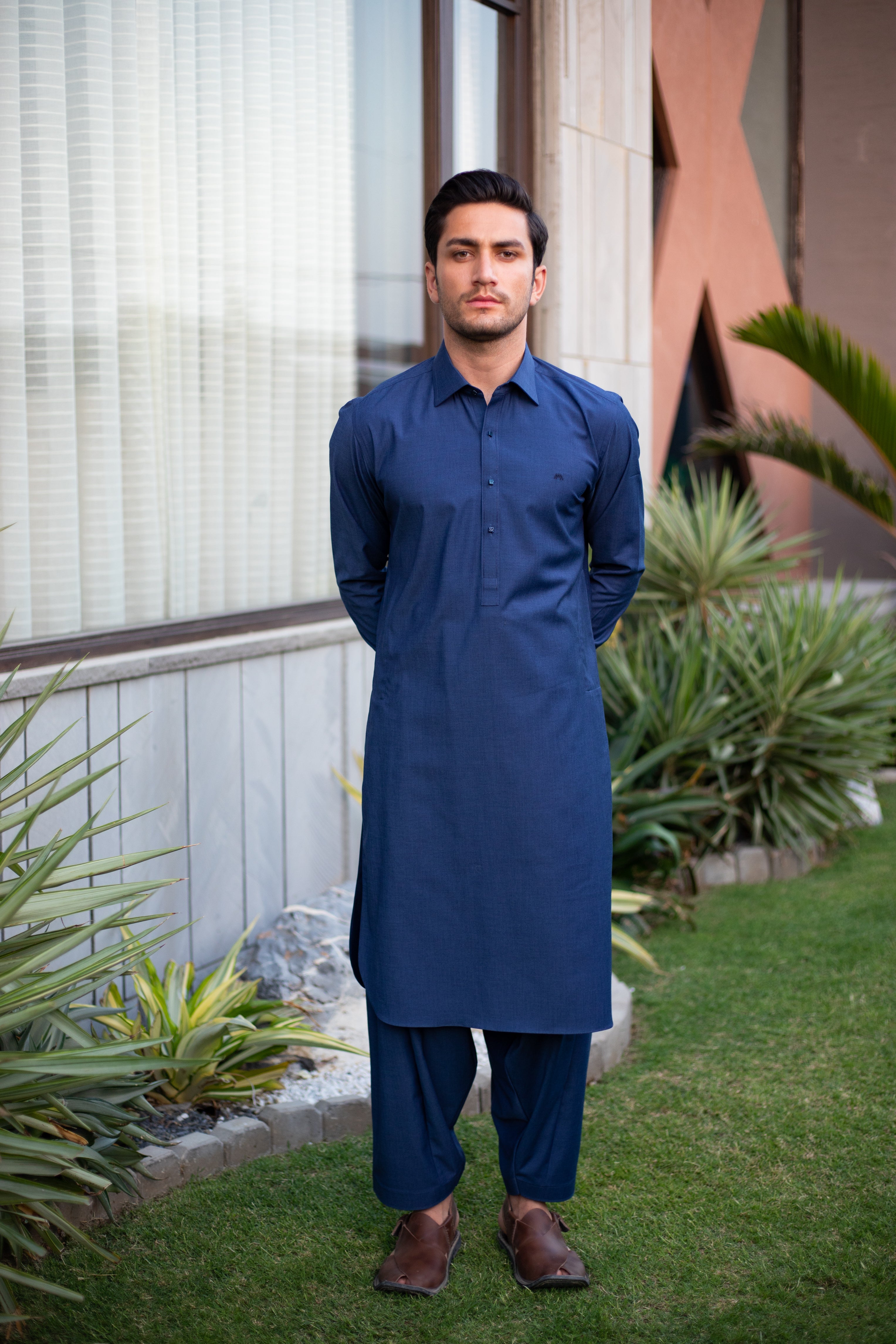 Indigo Collared - Dark Blue Kurta Shalwar – Mustafa Admani
